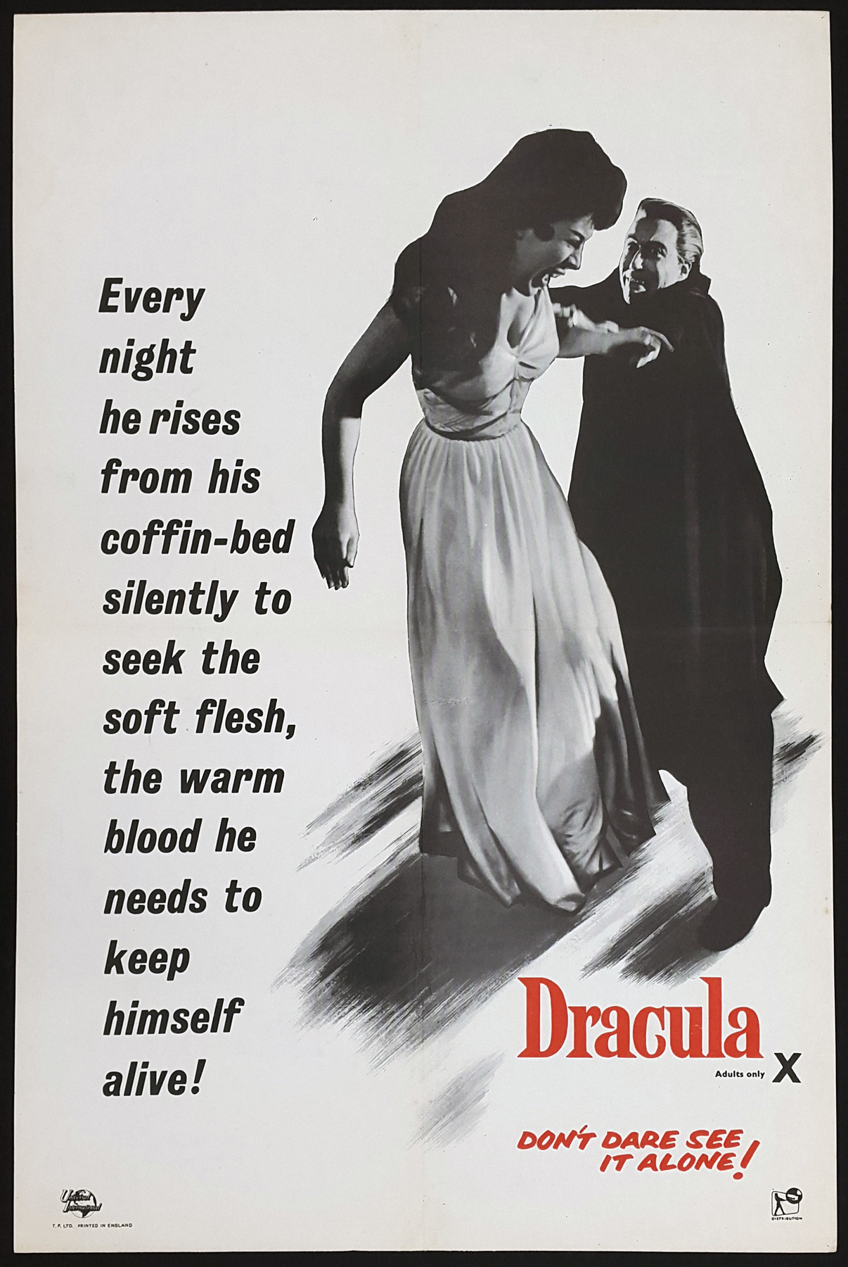 DRACULA (1958) Original Vintage Hammer Horror UK Double Crown Film Poster | Picture Palace Movie ...