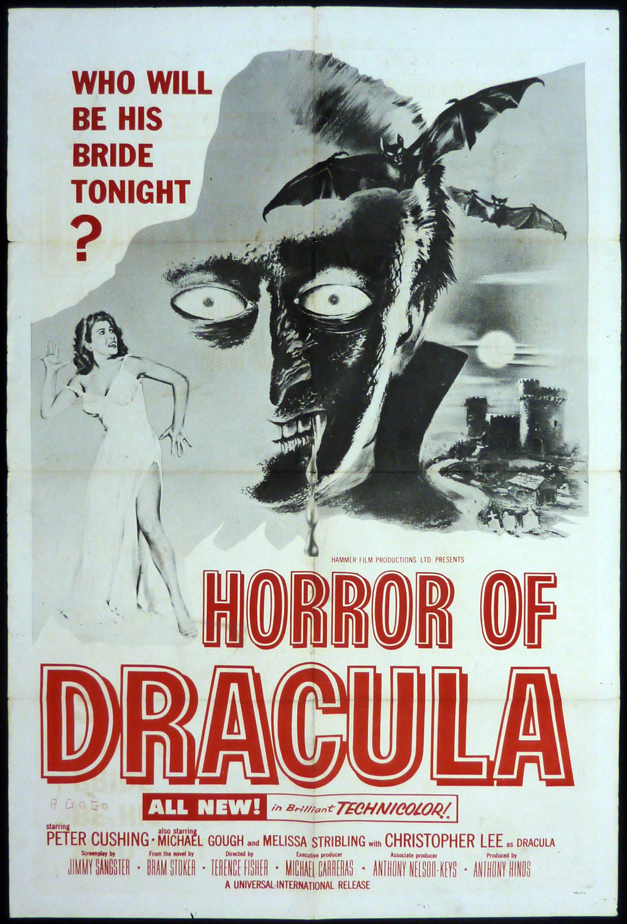 DRACULA (1958) Original Vintage Hammer Horror US One Sheet Film Poster | Picture Palace Movie ...