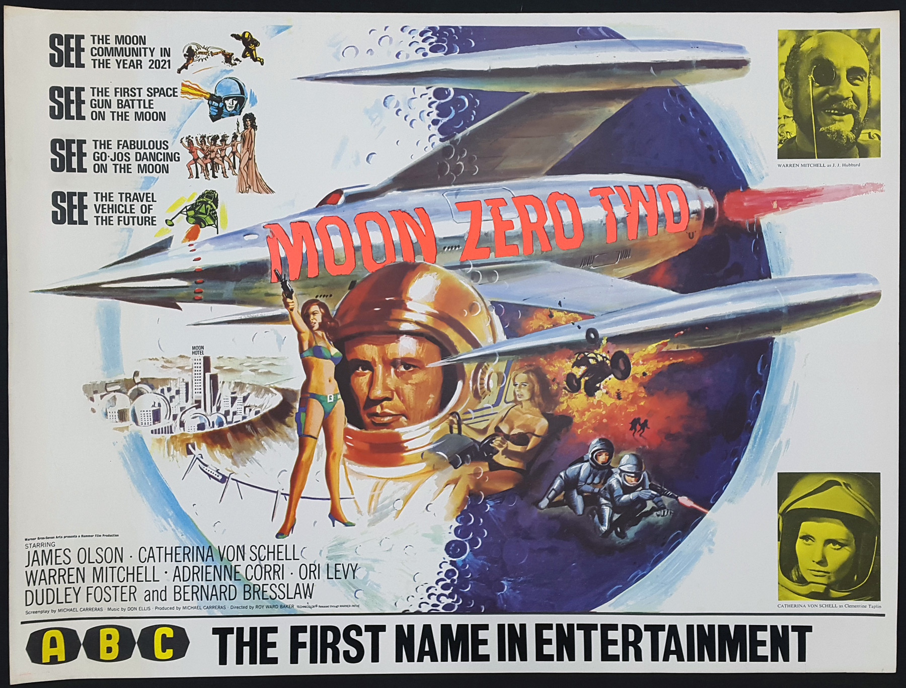 MOON ZERO TWO (1969) Original Vintage Hammer Horror ABC UK Quad Film ...