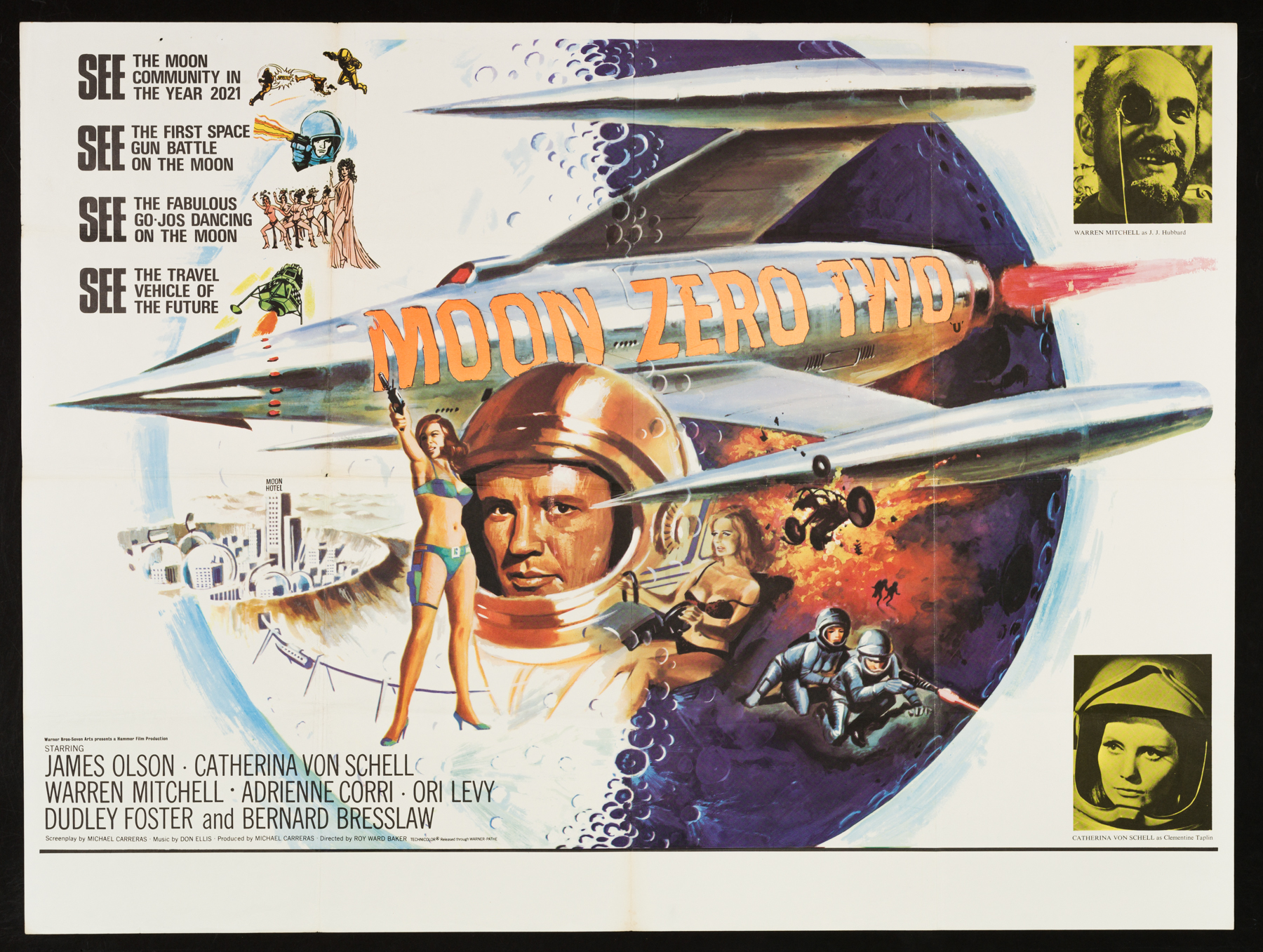 MOON ZERO TWO (1969) Original Vintage Hammer Horror UK Quad Film Movie ...