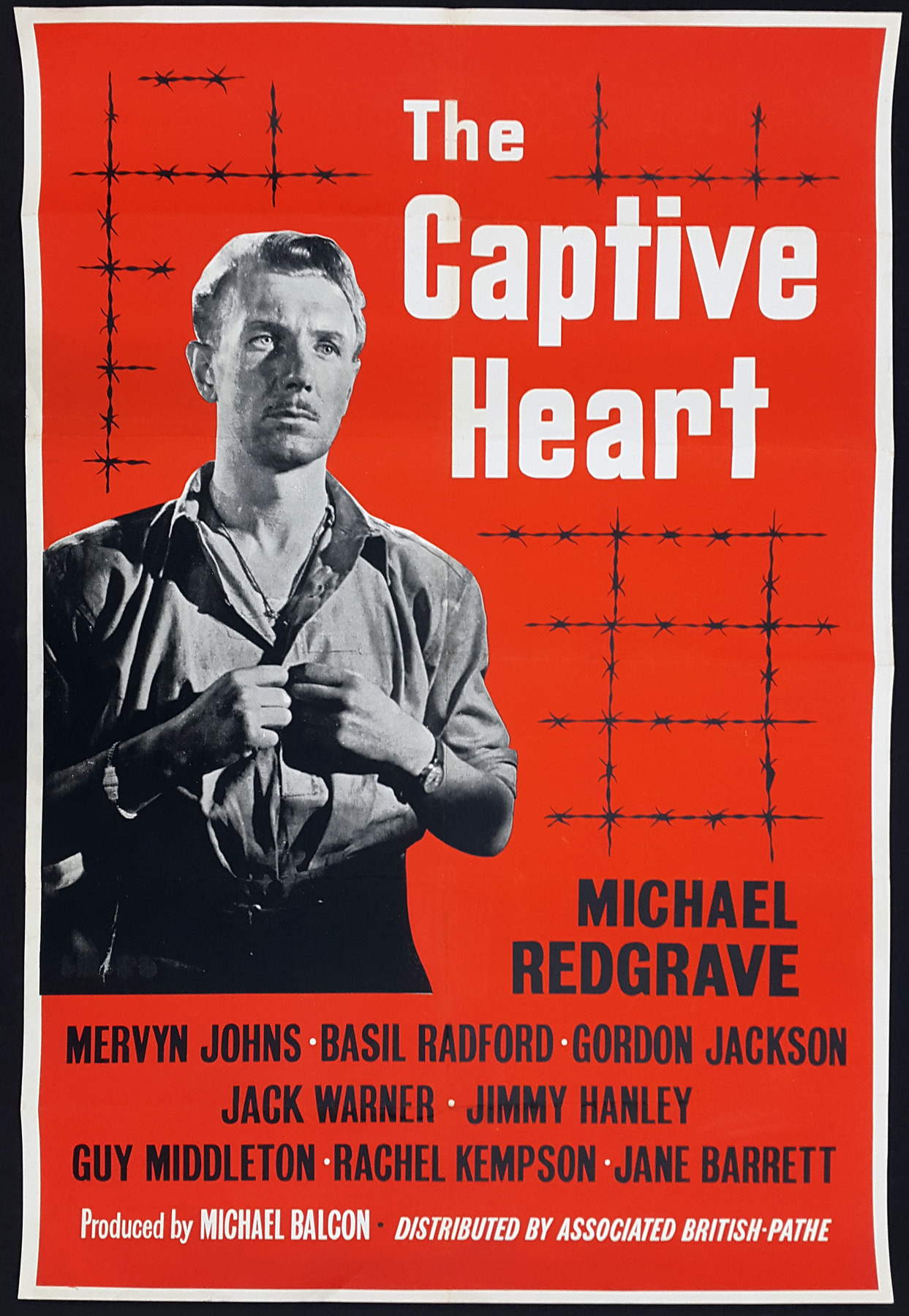 THE CAPTIVE HEART 1946 Original Vintage Ealing Classic UK One Sheet Film Movie Poster the-captive-heart-1946-original-vintage-ealing-classic-uk-one-sheet-film-movie-poster