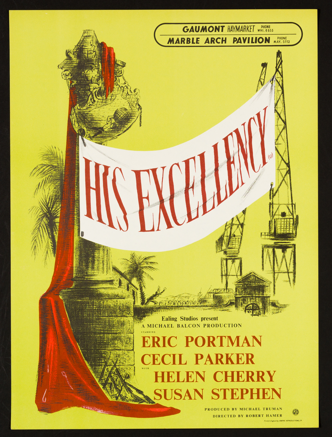 HIS EXCELLENCY (1952) Original Vintage Ealing Comedy UK Liftbill Film ...