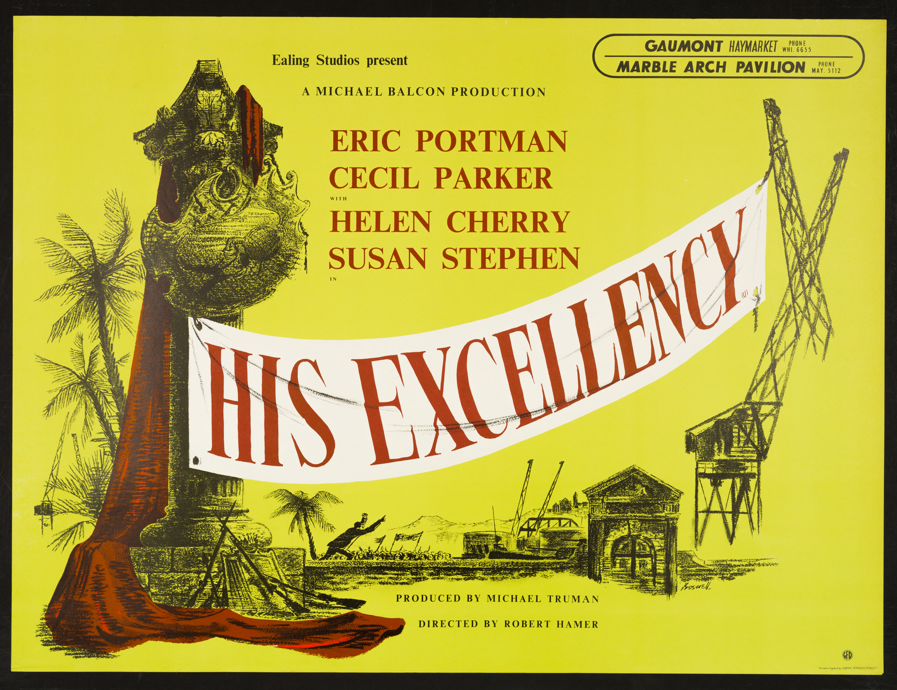 HIS EXCELLENCY (1952) Original Vintage Ealing Comedy UK Quad Film Movie ...