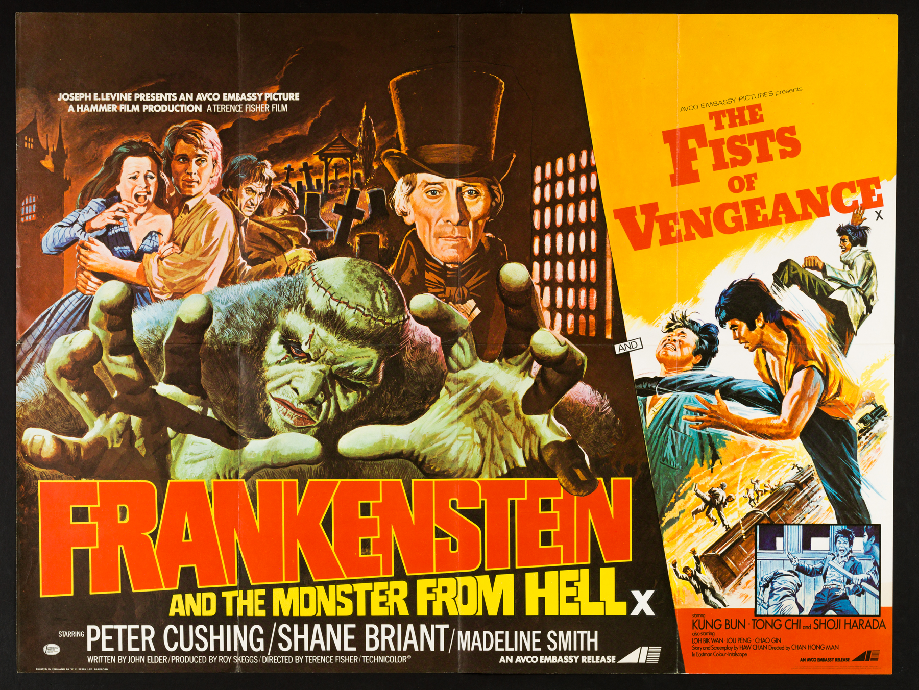 FRANKENSTEIN AND THE MONSTER FROM HELL / FISTS OF VENGEANCE (1974 ...