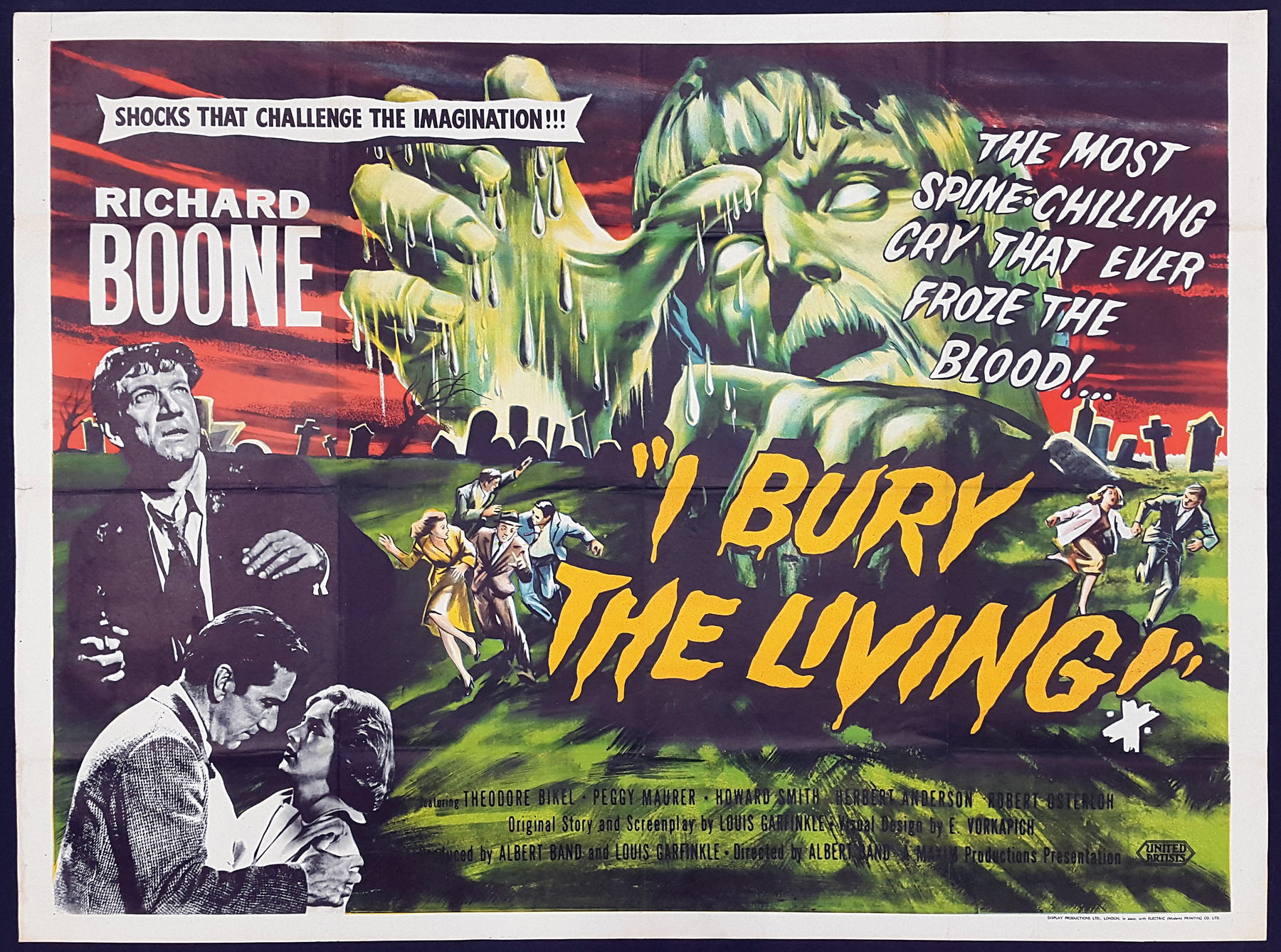 I BURY THE LIVING (1958) Original Vintage UK Quad Film Movie Poster ...